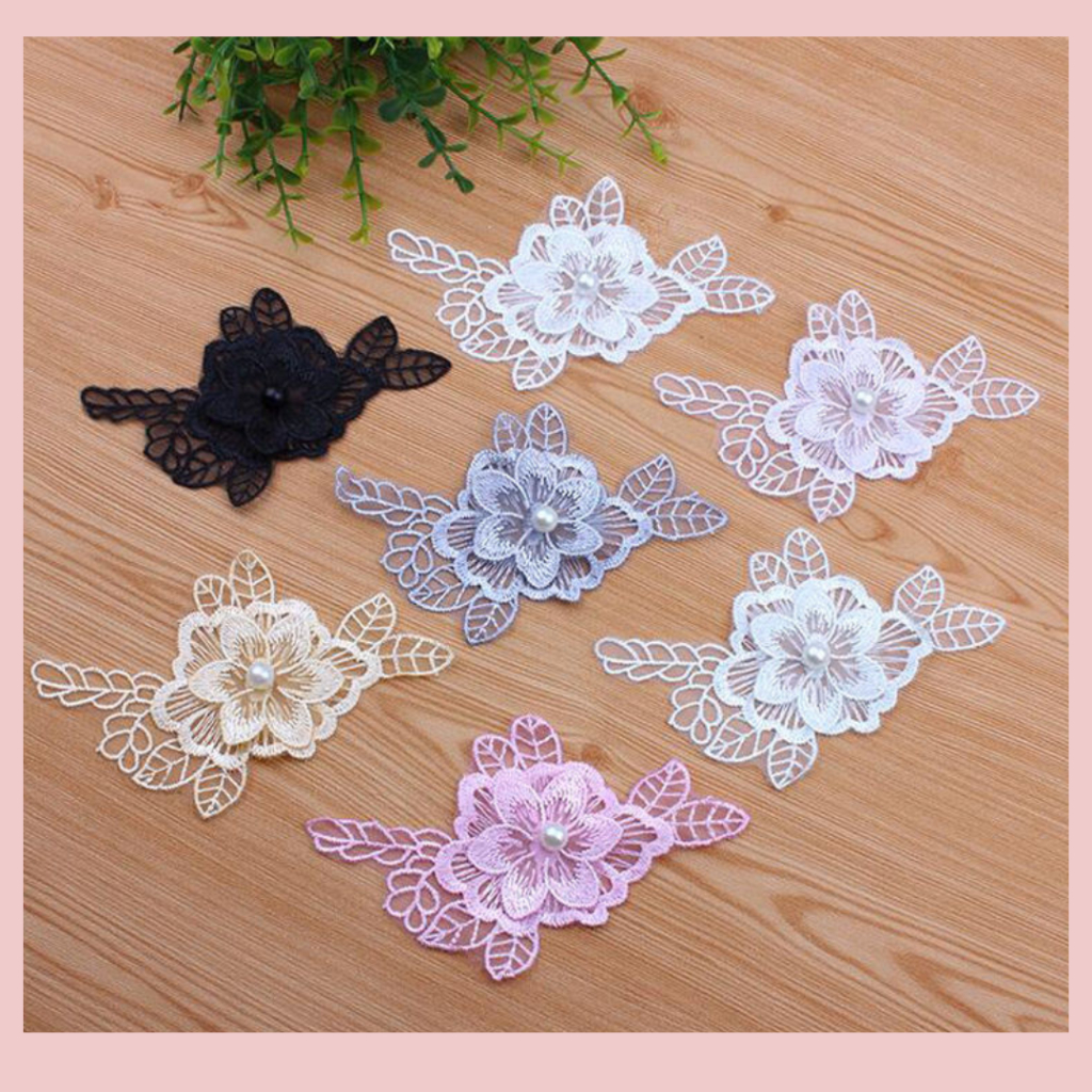 1 Pcs Lace Tampal/Lace Tampal Baju/Lace Flower Pearl | Shopee Malaysia