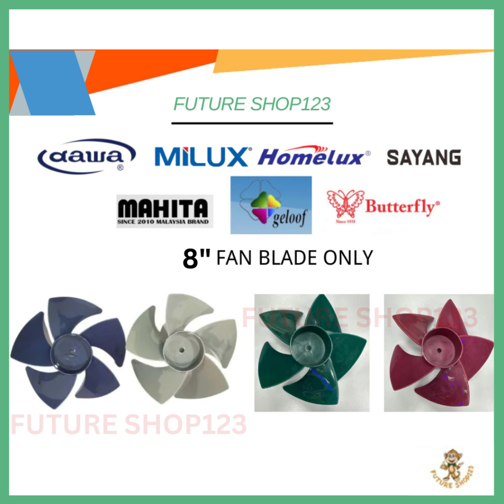 8'' Fan Blade Only for Milux Homelux Dawa Sayang Geloof Mahita | Bilah ...