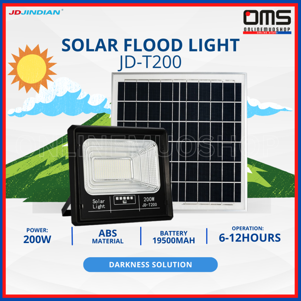 JD Solar Flood Light T-Series JD-T200 (Solar Charge, LED Light ...