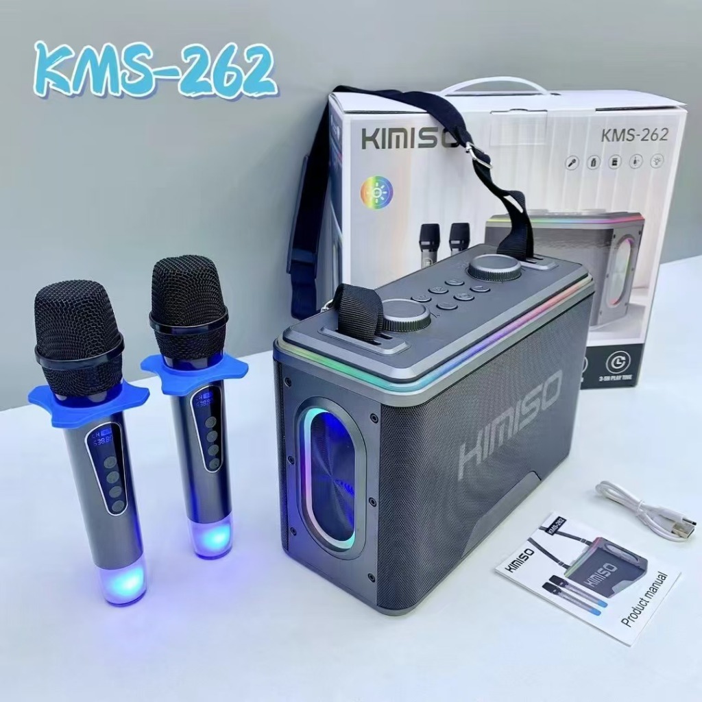 KIMISO KMS-262 RGB Luminous Wireless Bluetooth Dual Microphone Karaoke ...
