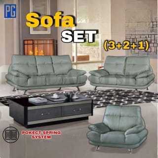 PG HOME:-Sofa Set 1 seater + 2 seater + 3 seater /Nordic Wing Chair/Arm ...