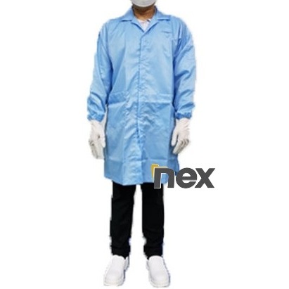 ESD SMOCK LABCOAT WITH POCKETS SKY BLUE / NAVY BLUE, Baju esd kilang ...