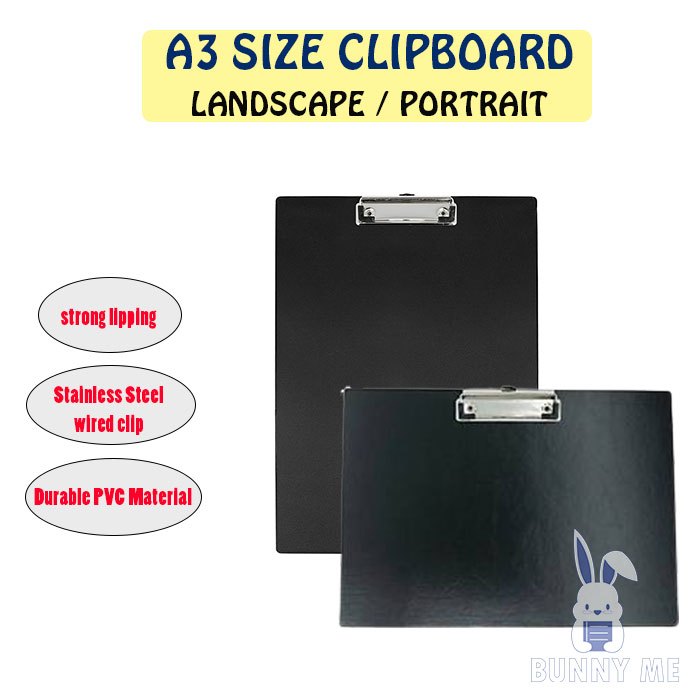 [BUNNY] Emi-FIle A3 PVC Metal Wire Clipboard Office Document Paper ...