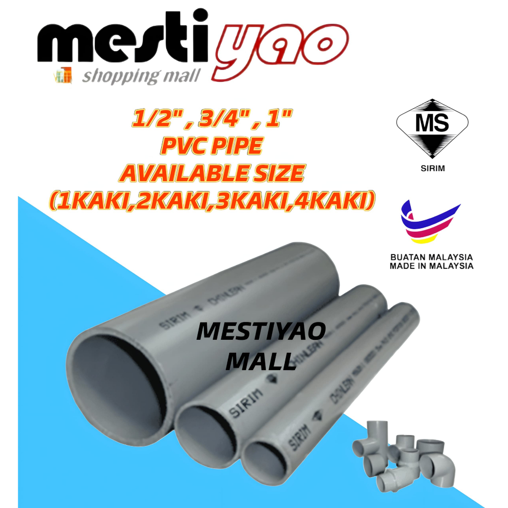 (SELL WITH FEET) 1/2",3/4",1" PVC PIPE SIRIM/PVC PIPE KELABU/PVC PAIP MALAYSIA/PVC GREY PIPE ...