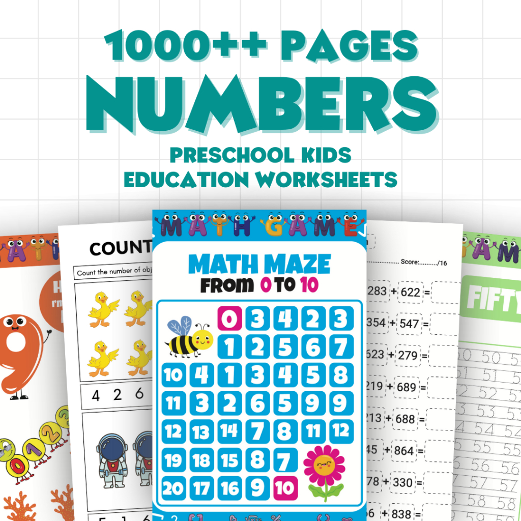 [PDF] 1000 Pages NUMBERS Preschool Kids Worksheets Bundle Preschool ...