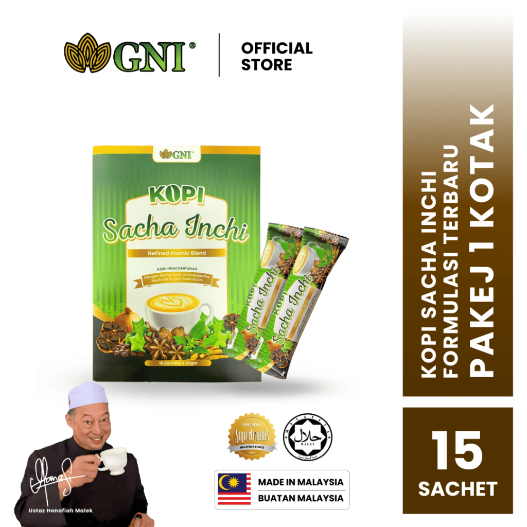 GNI Kopi Sacha Inchi Formulasi Baru (1 Kotak x 15 Sachet) | Shopee Malaysia