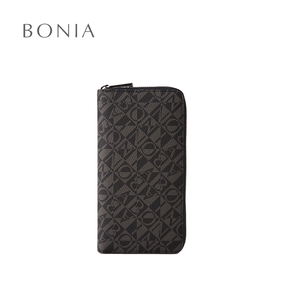 Bonia Black Dario Monogram Zip Long Wallet | Shopee Malaysia