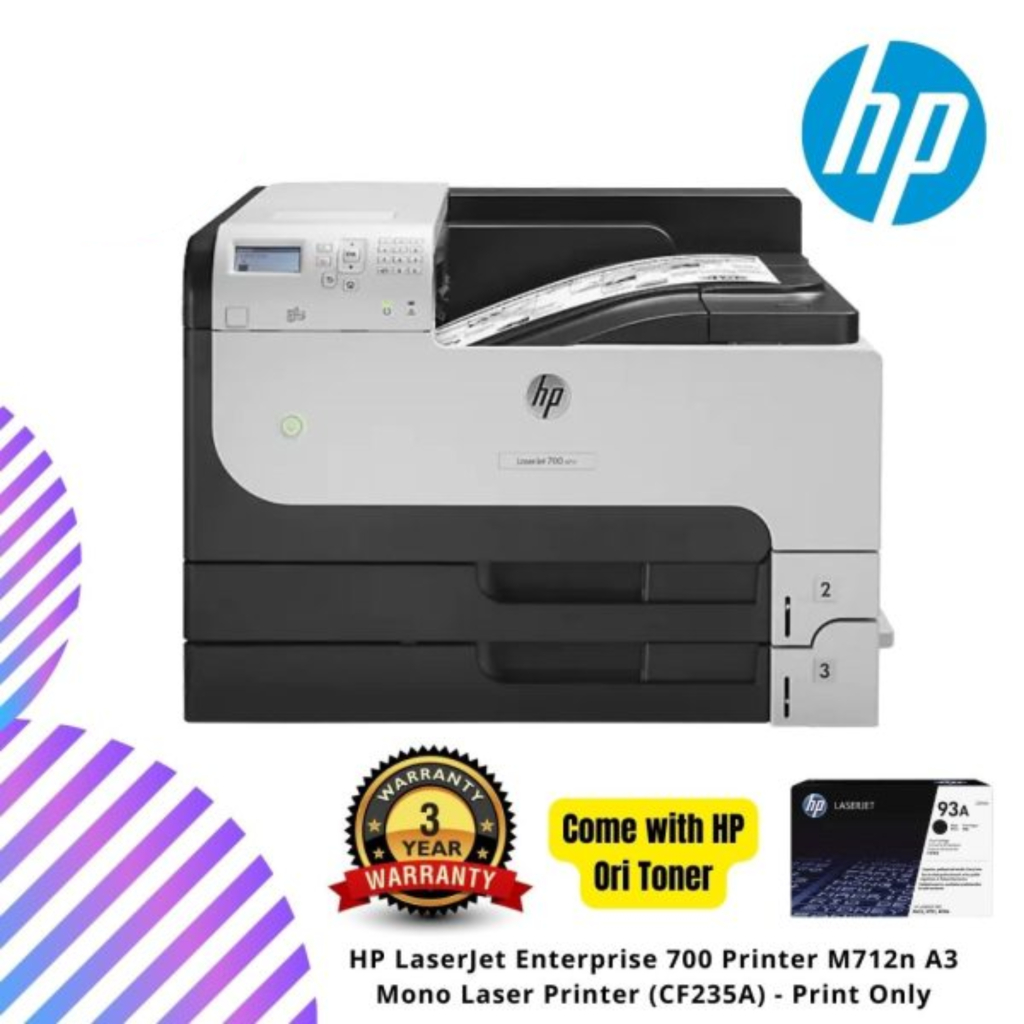 HP LaserJet Enterprise 700 Printer M712n A3 Mono Laser Printer (CF235A ...