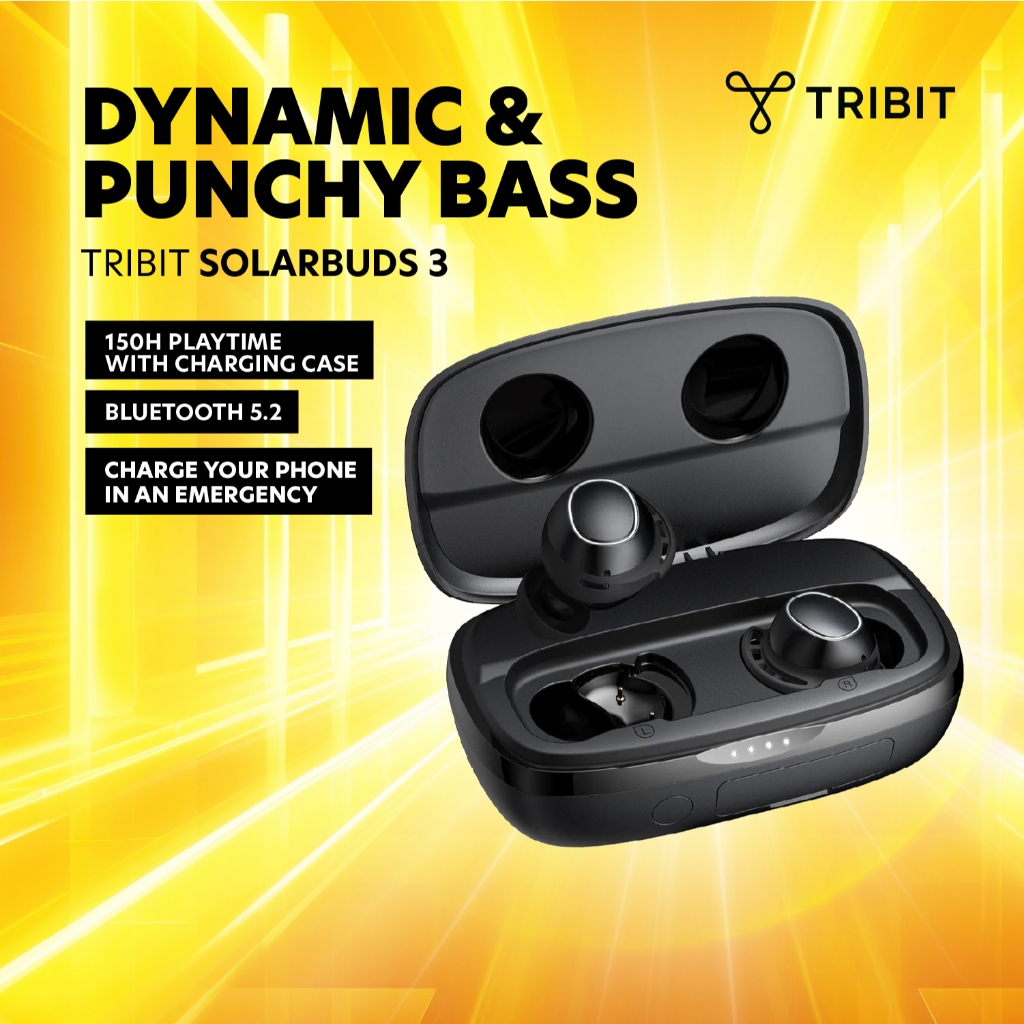 Tribit Solarbuds 3 Earbuds Wireless Bluetooth 5.2, TWS, Big Bass ...