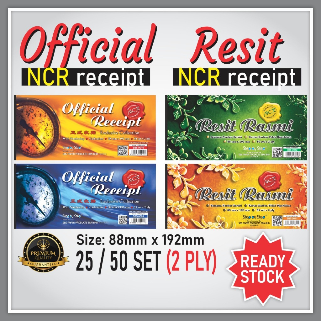 Step by Step Carbonless NCR Official Receipt 2 ply / Buku Resit Rasmi ...