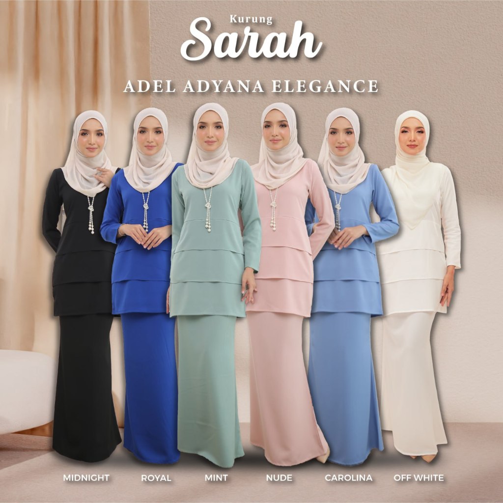 ADEL KURUNG MODEN SARAH | PREMIUM SOFT KOREAN CREPE | KURUNG PLAIN ...