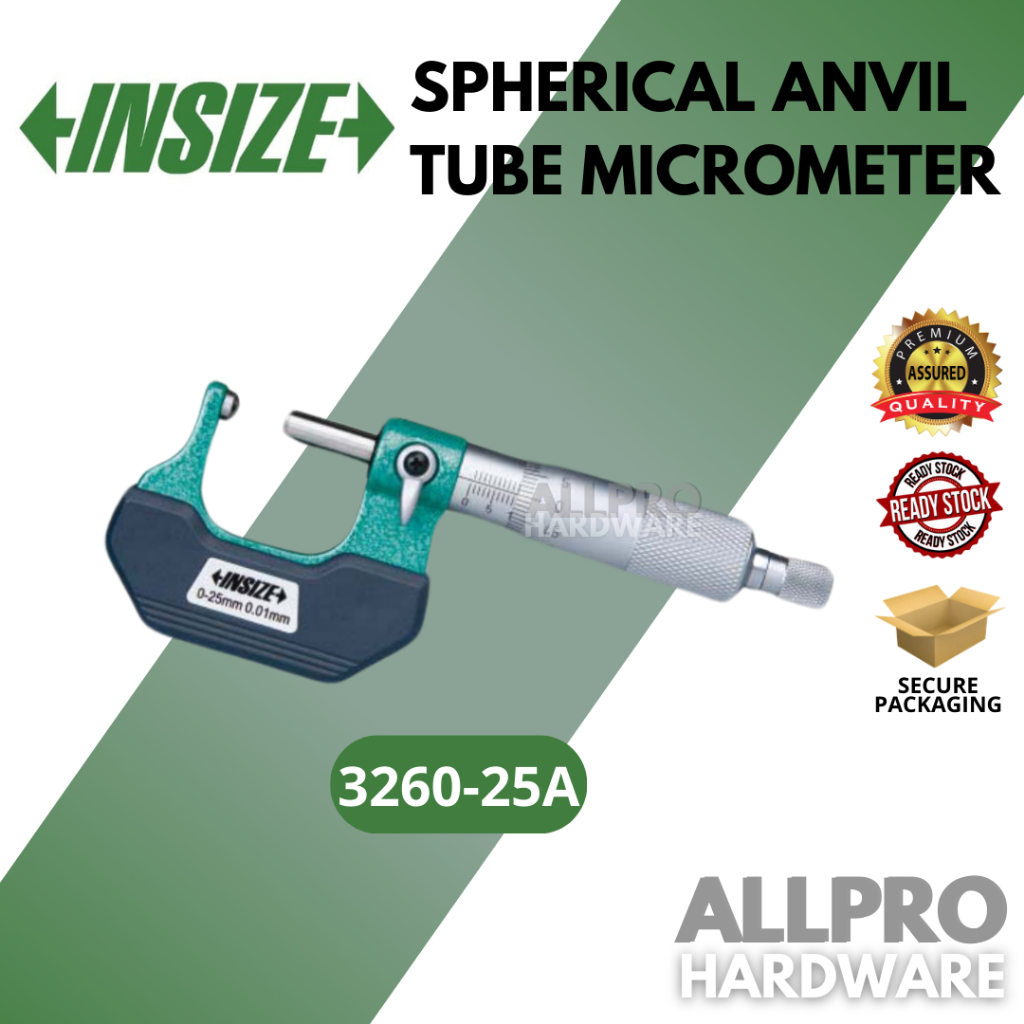 INSIZE Spherical Anvil Tube Micrometer 3260-25A Range 0-25mm | Shopee ...