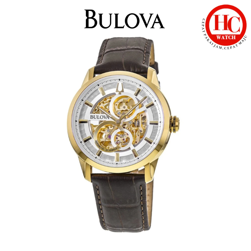 BULOVA 97A138 Classic Sutton Automatic Skeleton 43mm Dial Brown Leather ...