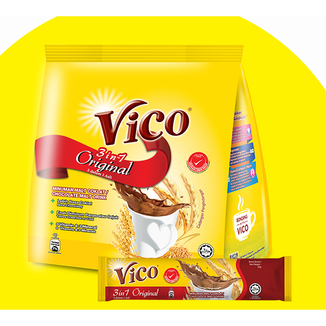 Vico 3 in 1 ORIGINAL Chocolate Malt Drink (15 sachets x 32g) | Shopee ...
