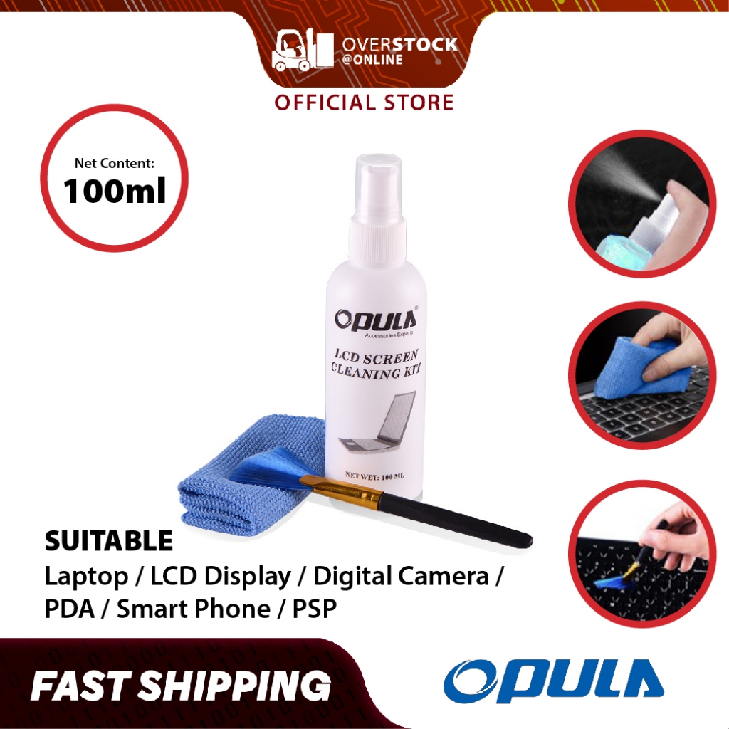 Opula LCD Cleanser Kit KCL-1029 for Laptop Computer LCD LED TV Camera ...