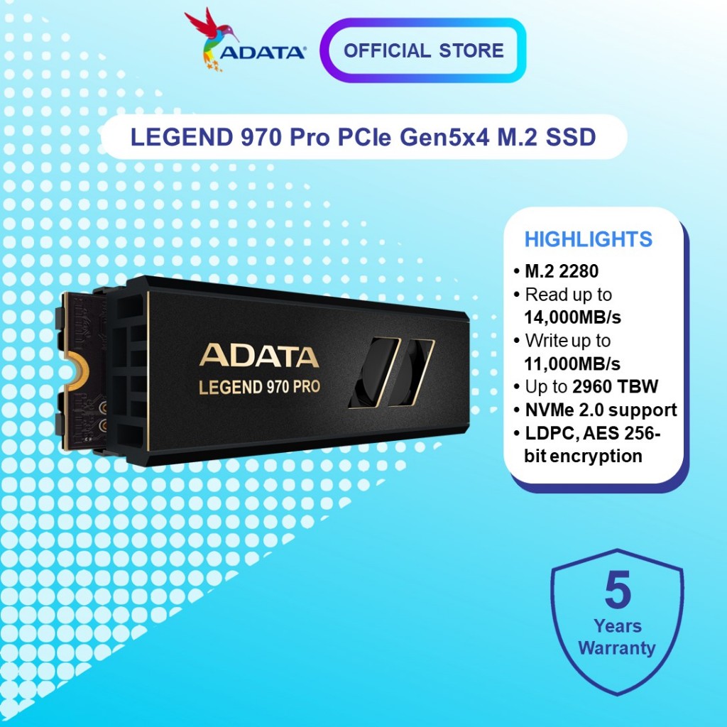 ADATA SSD LEGEND 970PRO GEN5x4 FAN HEATSINK M.2 2280 (GAMING) - 2TB | Shopee Malaysia