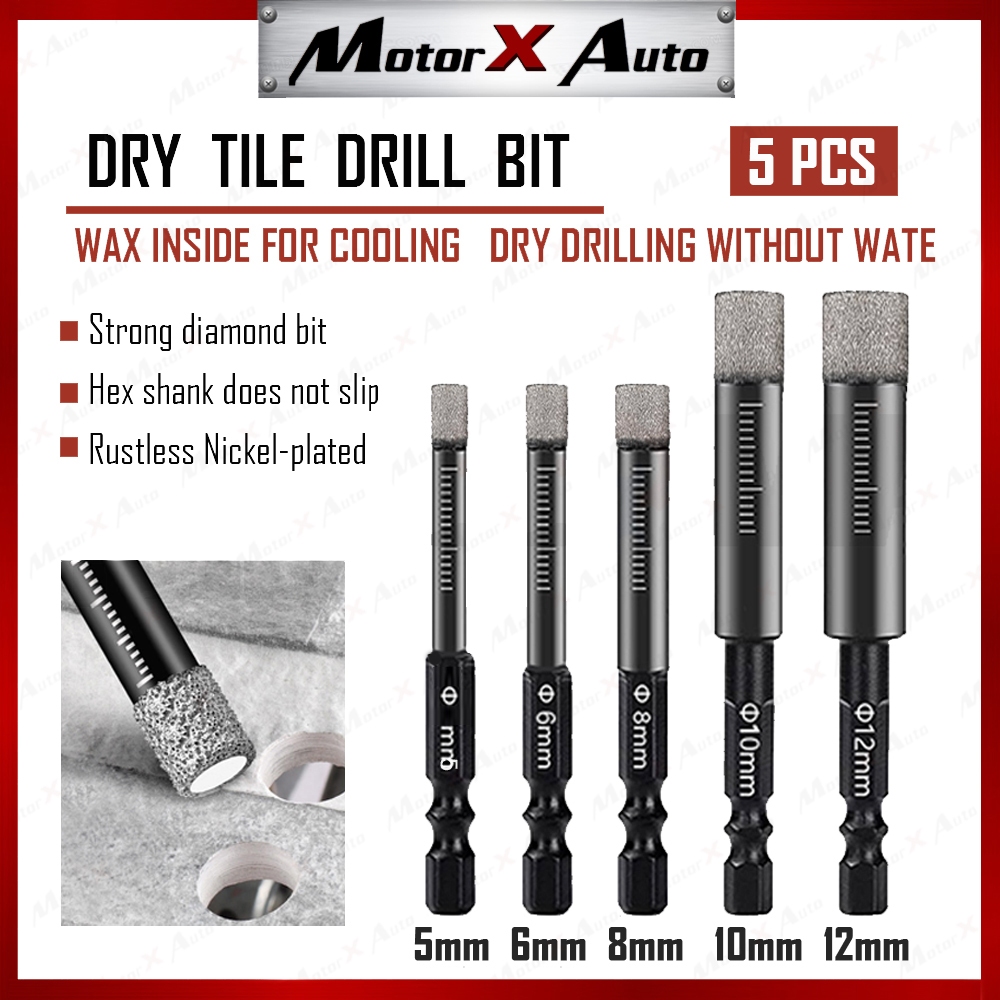 Hexagon Dry Diamond Drill Bits Set, 6 Pcs Tile Drill Bits for Porcelain ...