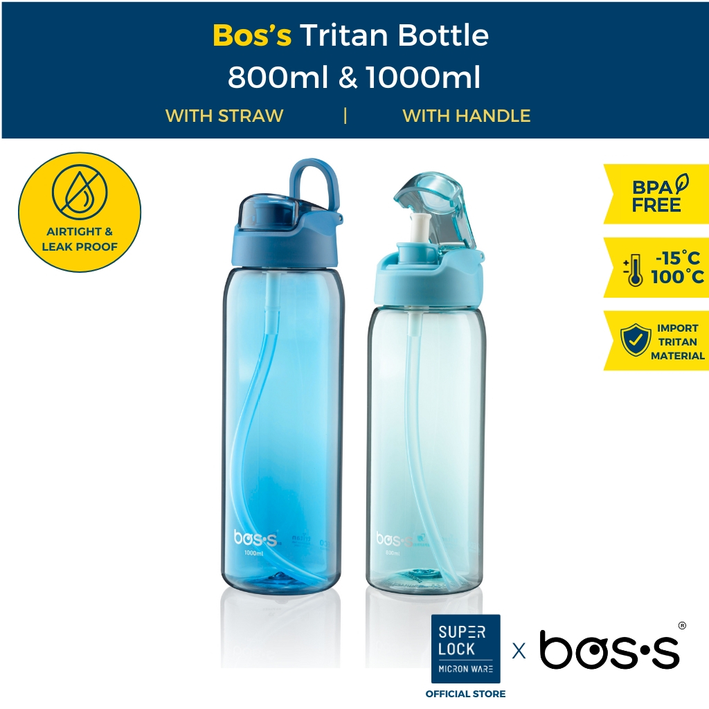 BOS'S Tritan Drinking Bottle With Straw BPA-Free (800ml/1000ml) | Shopee Malaysia