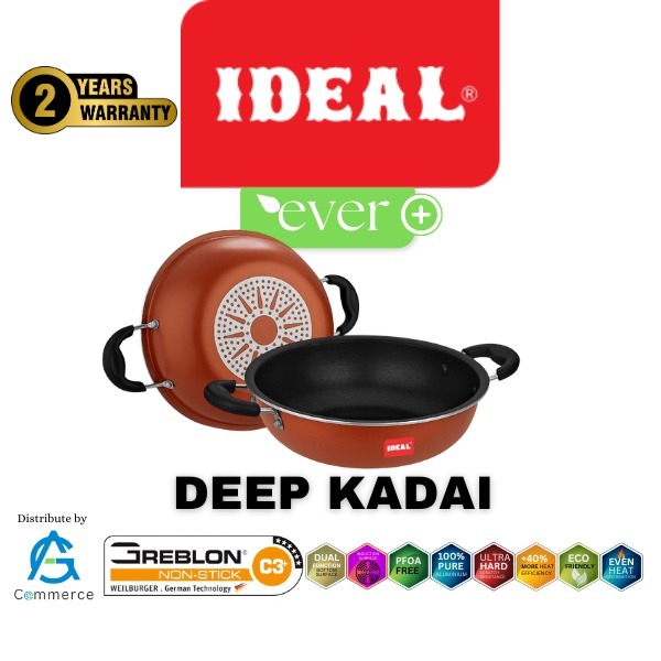 IDEAL Ever+ Non Stick KADAI/Wok Pan/Kuali - Induction & LPG base ...