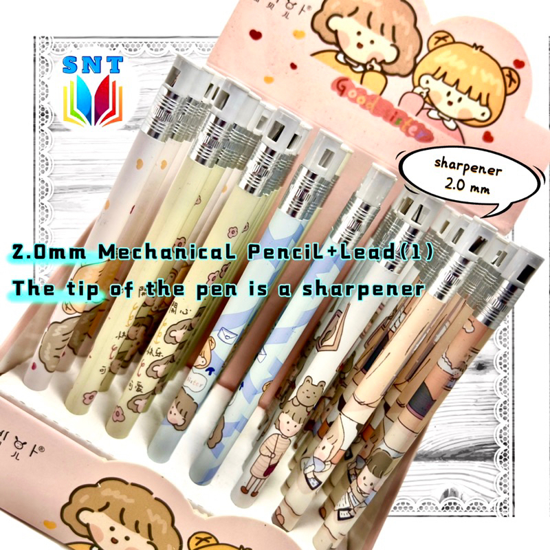 2mm Lead Mechanical Pencil With Sharpener Exam Grade Automatic Pencil 2B 2.0mm Lead Pensel Tekan ...
