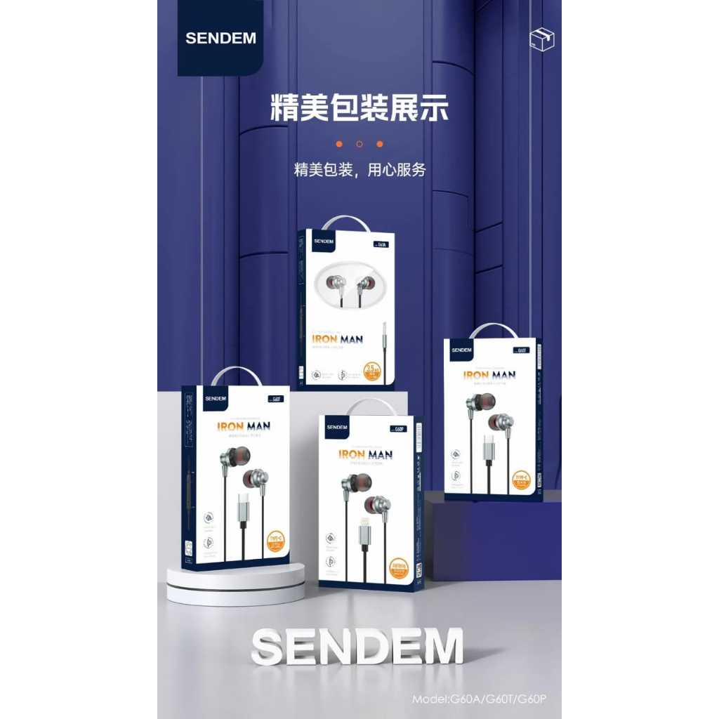 SENDEM G60 TC 3.5MM Ironman Series Wire Control Half Headphones ...