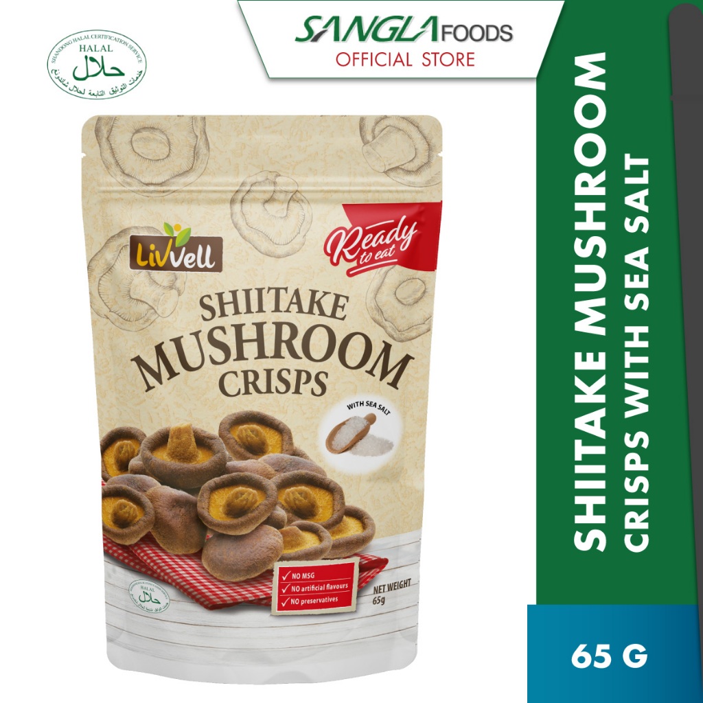 Livvell Shiitake Mushroom Crisps with Sea salt 65G (Halal Certified ...