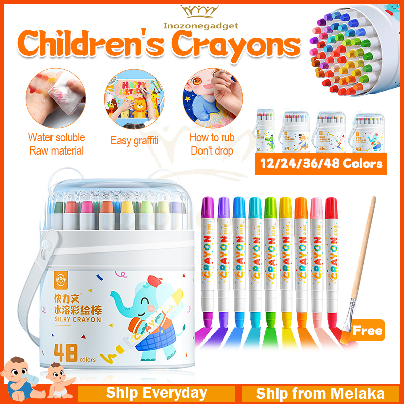 48 Colour Kids Crayon Washable Non Toxic Colouring Painting Oil Pastel ...