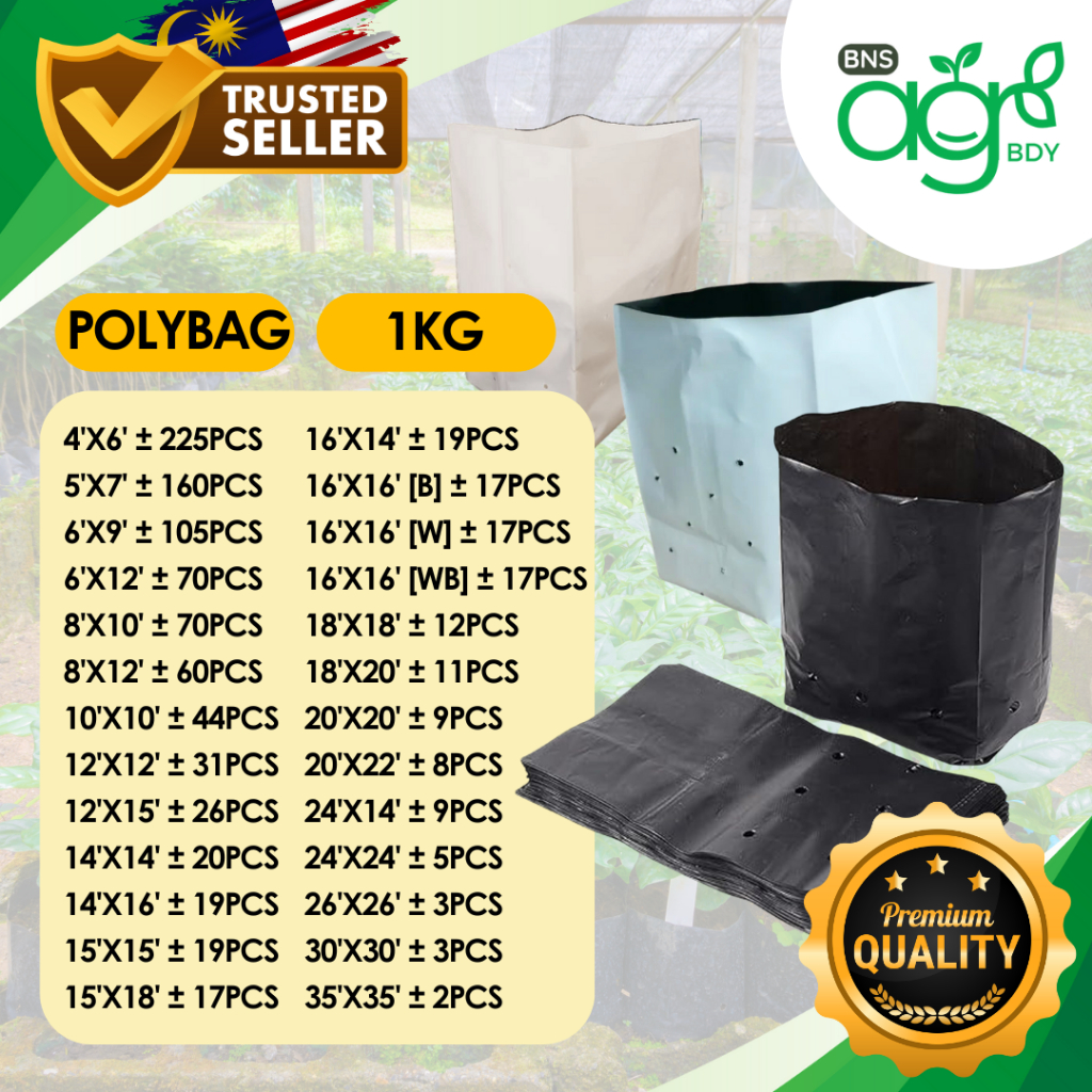 [1KG] AgroBuddy Polibeg Hitam Extra Tebal Polibag Nurseri Fertigasi ...