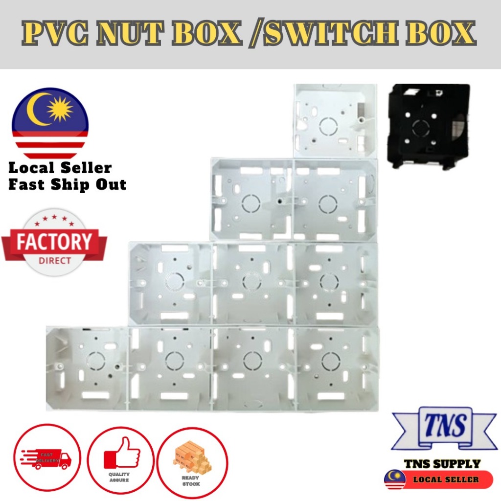 PVC BOX SURFACE TYPE NUT / ELECTRICAL BOX / WHITE BOX / Switch Socket ...