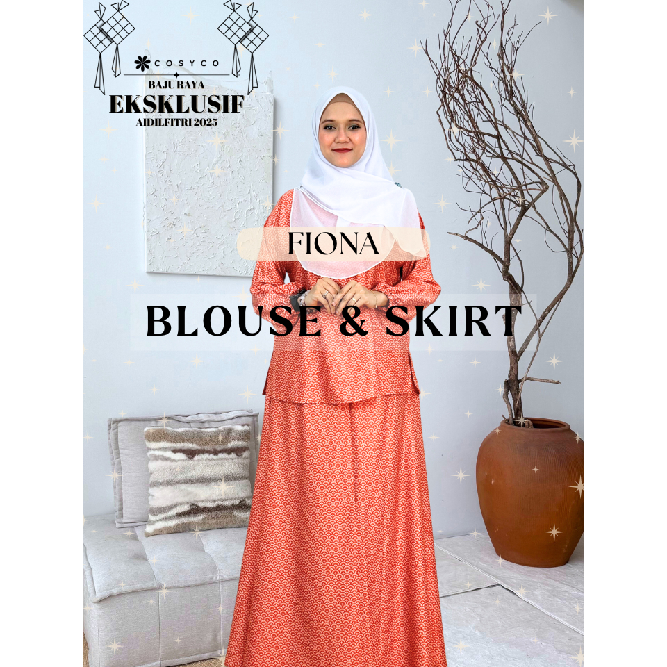 RAYA 2025 COSYCO Fiona Blouse Muslimah Set Skirt Plus Size Women Korean Silk | Shopee Malaysia