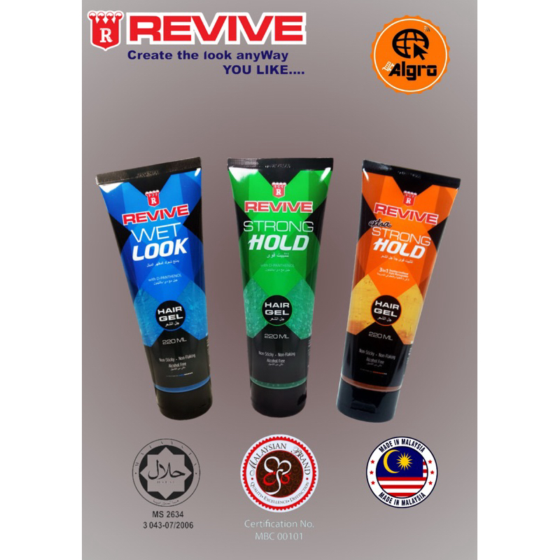 Revive Hair Gel 220ml (Wet Look, Strong Hold, Extra Strong Hold) | Shopee Malaysia