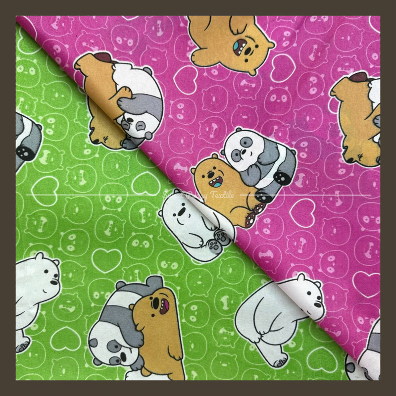 We Bare Bears Polyester Cotton Fabric/ Ice Bear/ Grizzly/ Panda ...