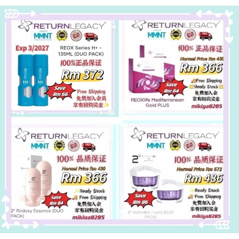 💯 Original 💥Ready stock ‼️ REOXlife Return Legacy 2°Redoxy Essence/H ...