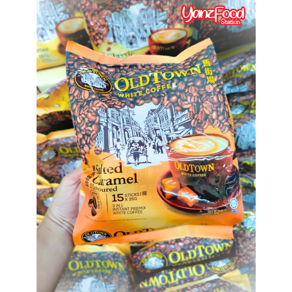 OLDTOWN White Coffee Salted Caramel Flavoured 3 in 1 Instant Premix White Coffee 15 Sticks x 35g ...