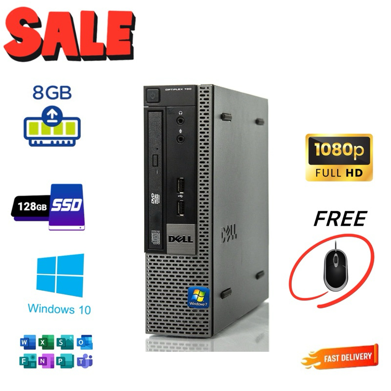 Refurbished Dell OptiPlex 780 USFF Windows 10 Desktop PC Intel Dual ...