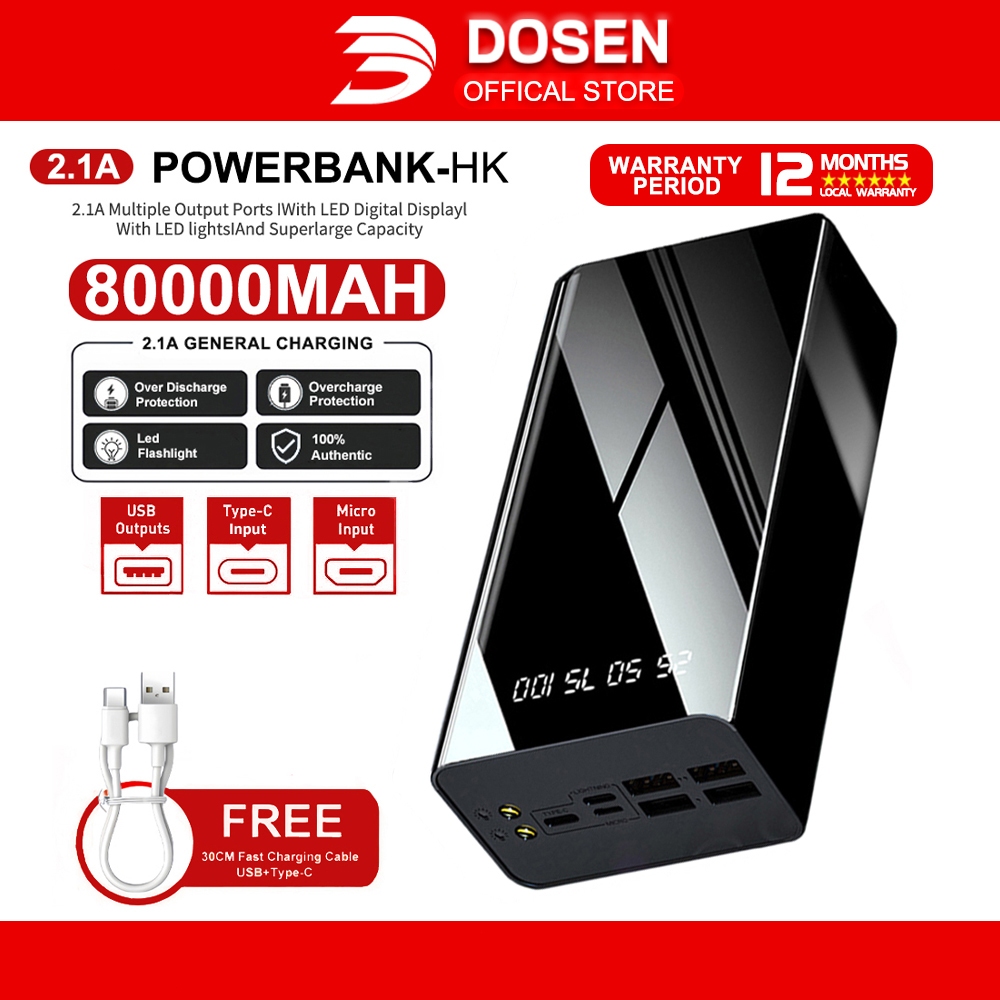 DOSEN Power Bank 12000mAh Portable Charging 30000mAh 50000MAH 80000mah ...