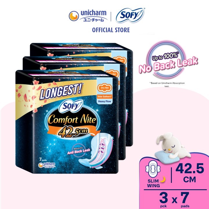 SOFY Comfort Nite Side Gathers Dry Net Night Slim Wing Sanitary Pad 42 ...