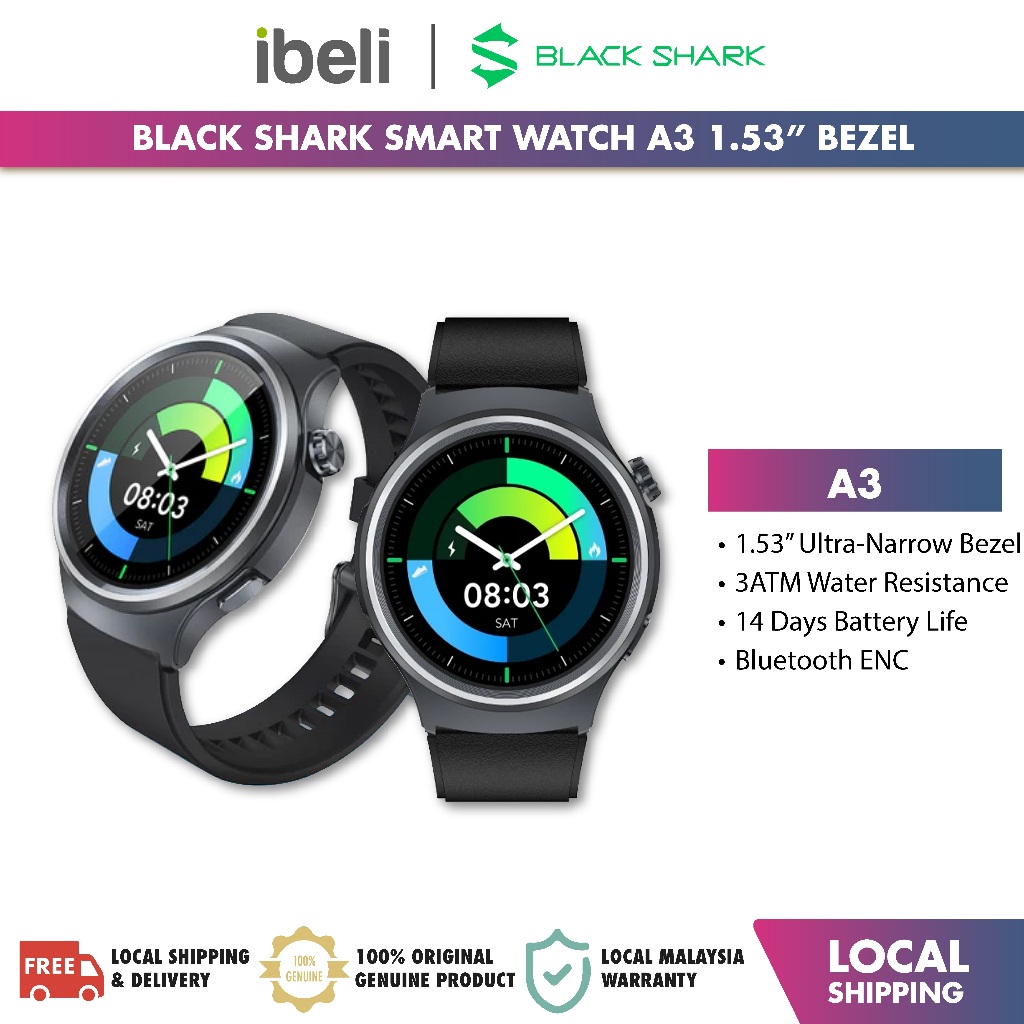 Black Shark Watch A3 Smartwatch | Bluetooth ENC | 3 ATM Water ...