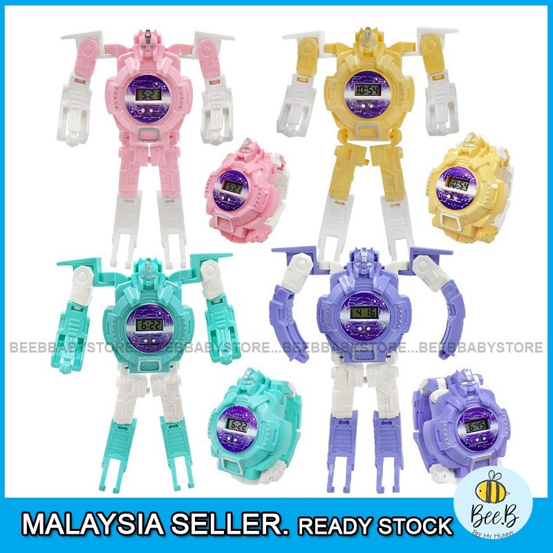 Children Cartoon Deformation Electronic Watch Robot Digital Watch ...
