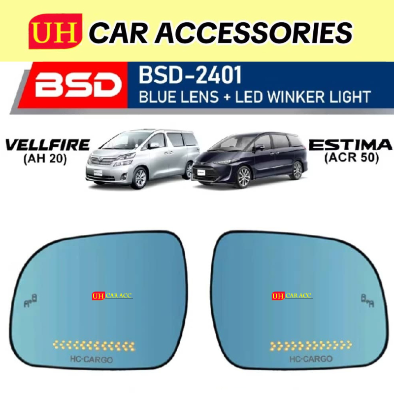 TOYOTA ESTIMA ACR50 2006 - 2025 VELLFIRE AH20 BSM BLUE MIRROR WITH LED ...