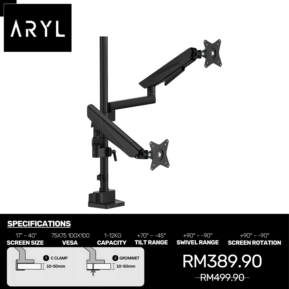 the Aryl™ Flex Dual Stackable Monitor Arm | Shopee Malaysia