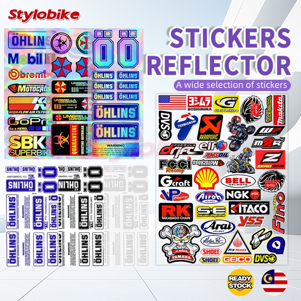 Motorcycle Stickers Motor Body Sticker Ohlins Eflectiver Rainbow ...