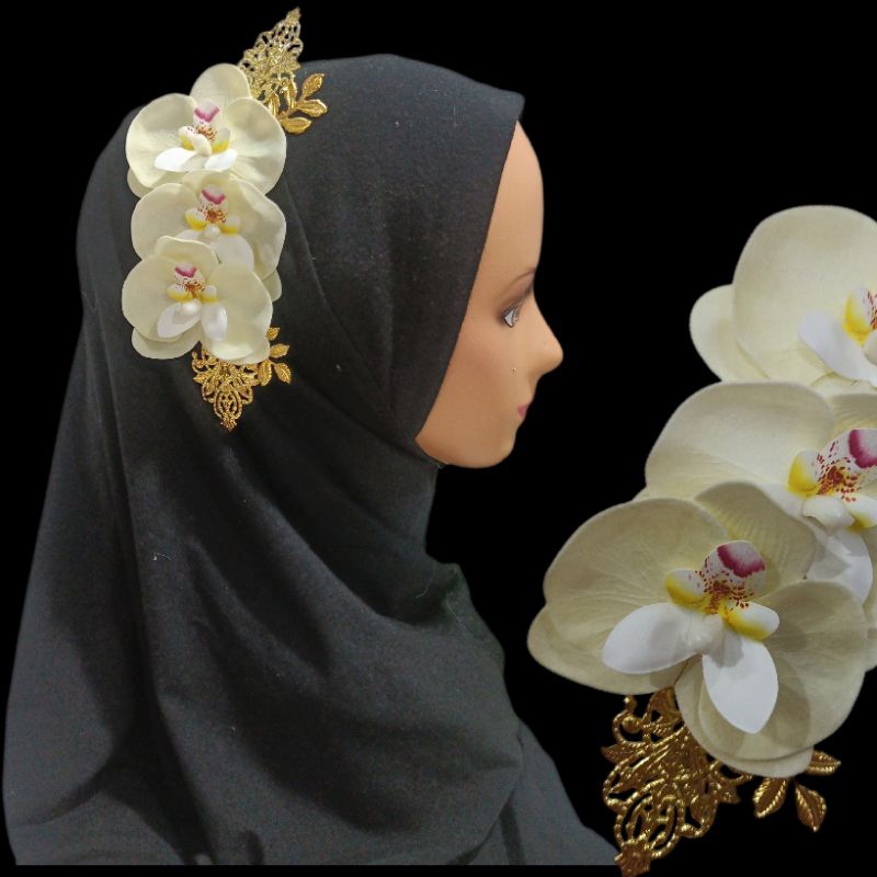 Sanggul bunga pin (orkid soft yellow) | Shopee Malaysia