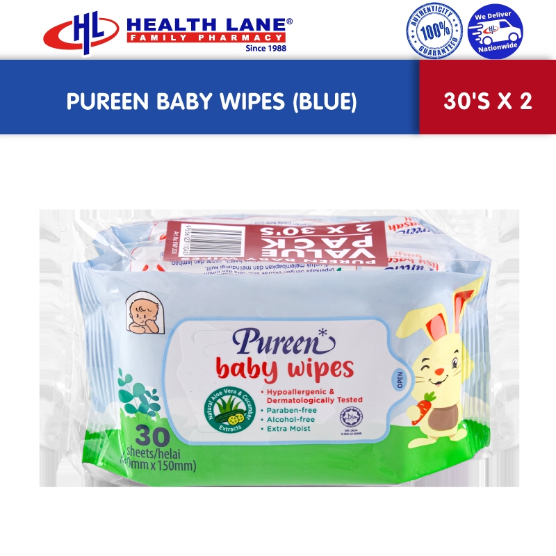 Pureen Baby Wipes - Blue (30's x 2 Packs) | Shopee Malaysia