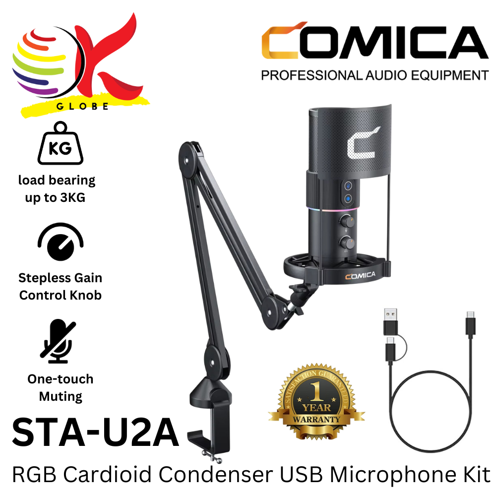 COMICA STA-U2A RGB CARDIOID CONDENSER USB MICROPHONE KIT WITH ONE TOUCH ...