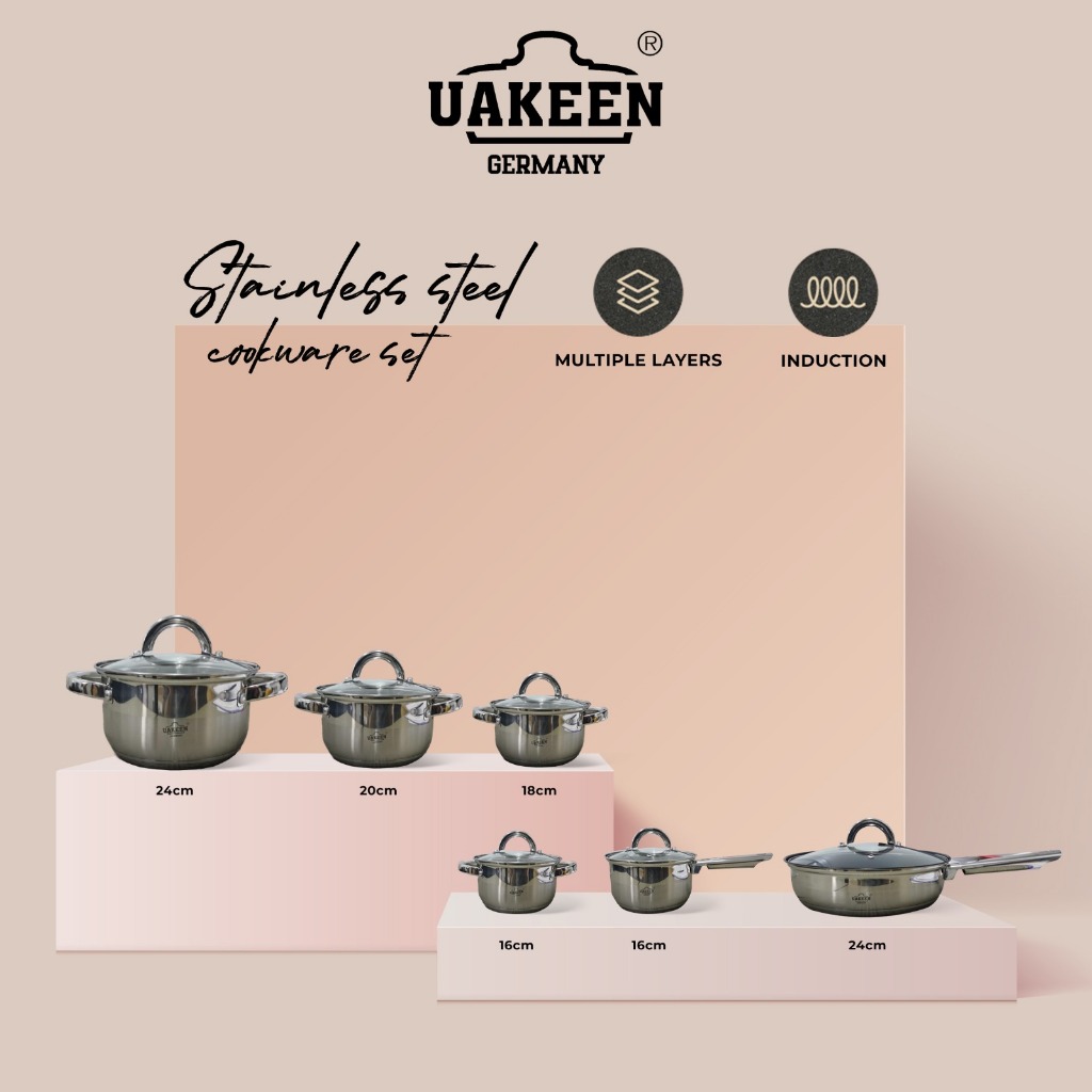12 IN 1 STANLESS STEEL COOKWARE SET | Shopee Malaysia