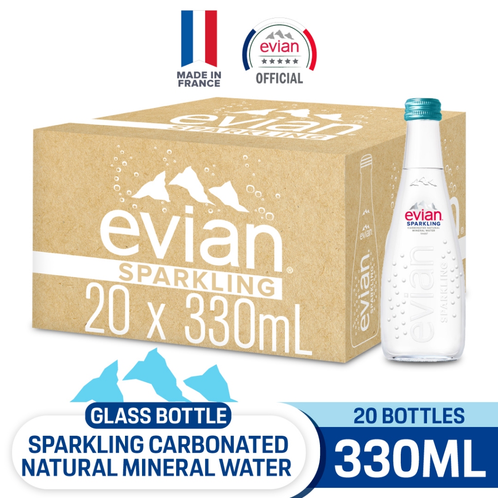 Evian Sparkling Natural Mineral Water Glass (20 x 330ml) | Shopee Malaysia