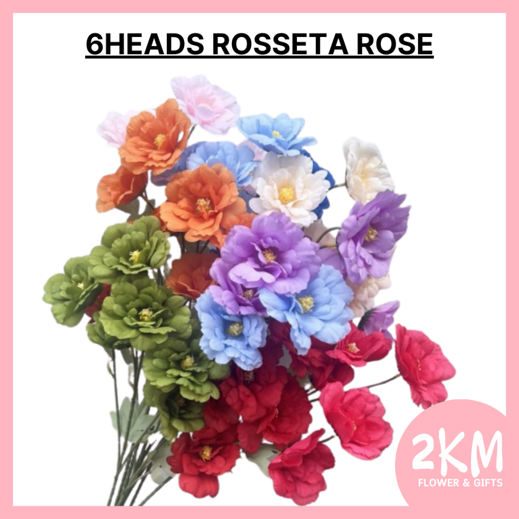 (6Heads) ROSSETA ROSE ARTIFICIAL Flower Bouquet Living Room Home Decor ...