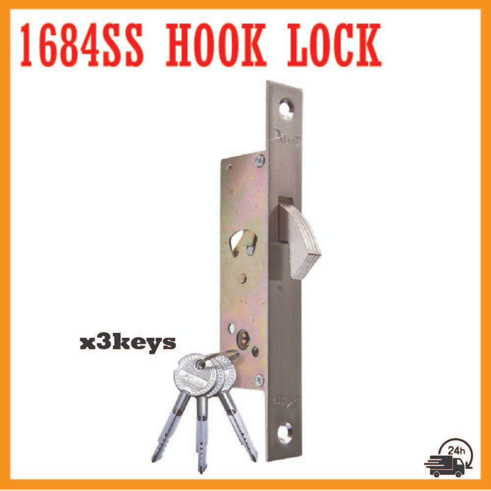 ALINE 1684SS HOOK LOCK HANDLE ENTRANCE IRON DOOR GATE LOCK SET | Shopee ...