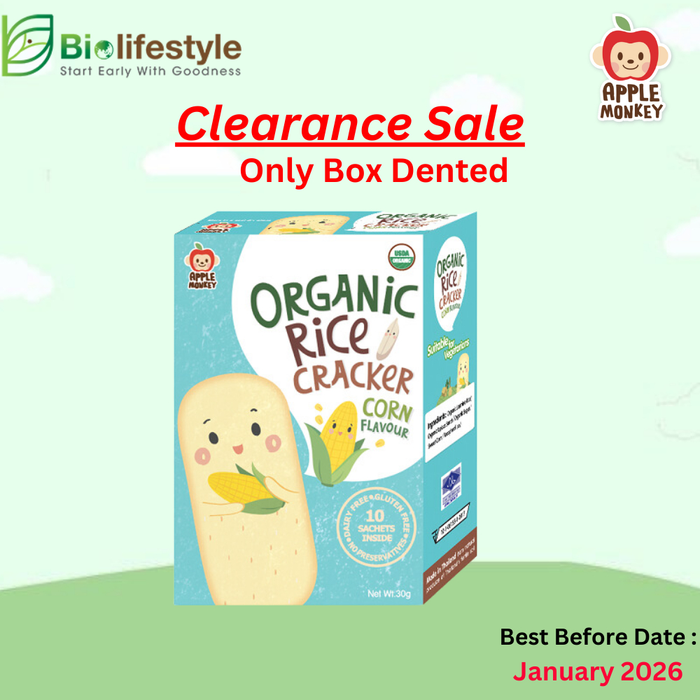 *Stock Clearance* Apple Monkey Organic Rice Cracker (Dented Box ...